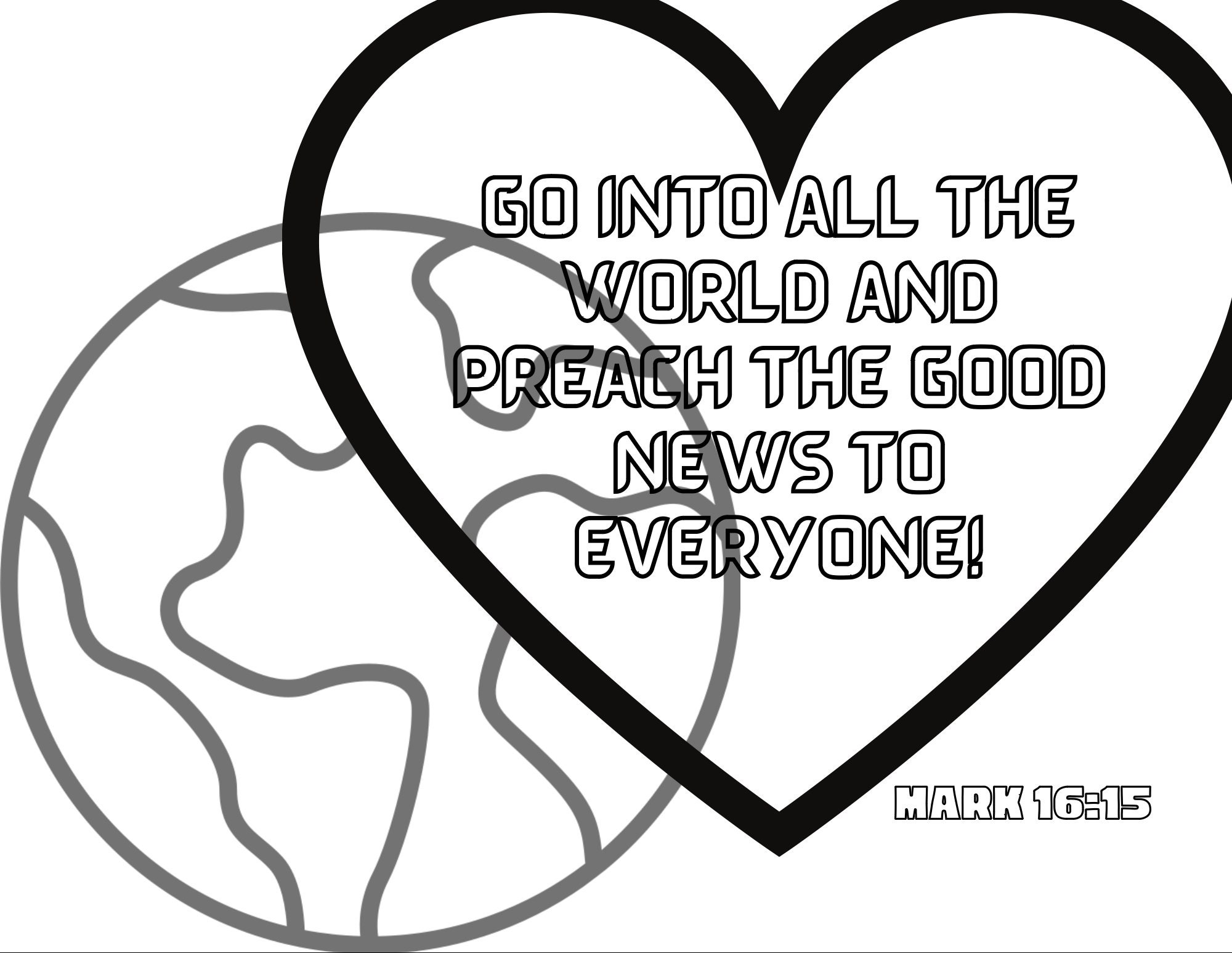 Bible Scripture Coloring Sheet Mark 16:15 - Etsy