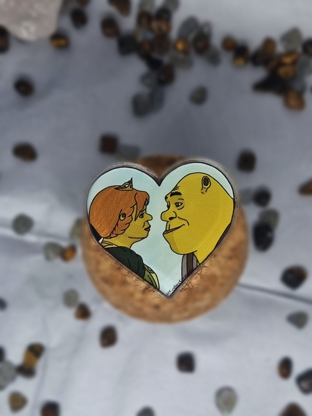 Ogre Lovers Shrek and Fiona Love Heart Acrylic Pin Badge - Etsy