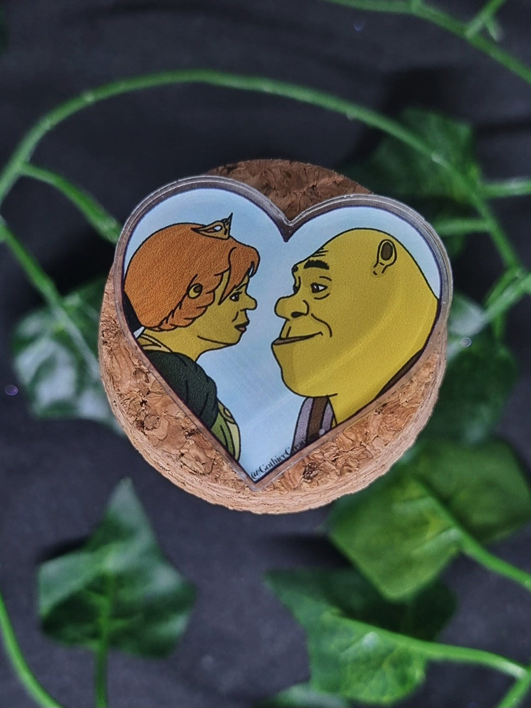 Ogre Lovers, Shrek and Fiona Love Heart Acrylic Pin Badge Meme, Gift ...