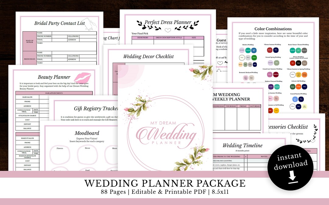 Editable Wedding Planner, Wedding Planner Printable, Wedding Planning ...