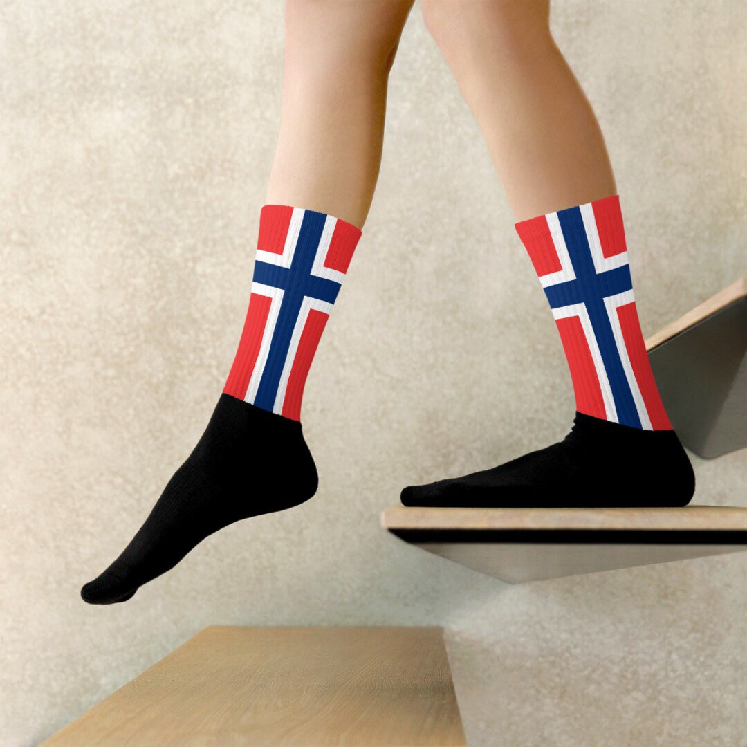 Norway Socks Norwegian Flag Inspired Sublimation Print Adult Unisex for ...