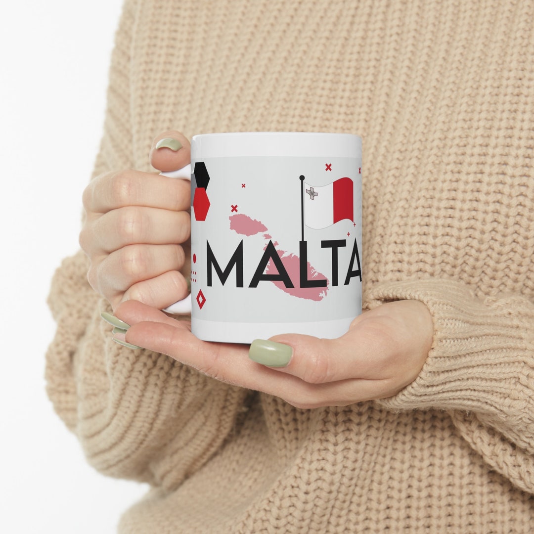 Malta Coffee Mug 11oz - Maltese World Travel, Banner, Flag, Geometric ...
