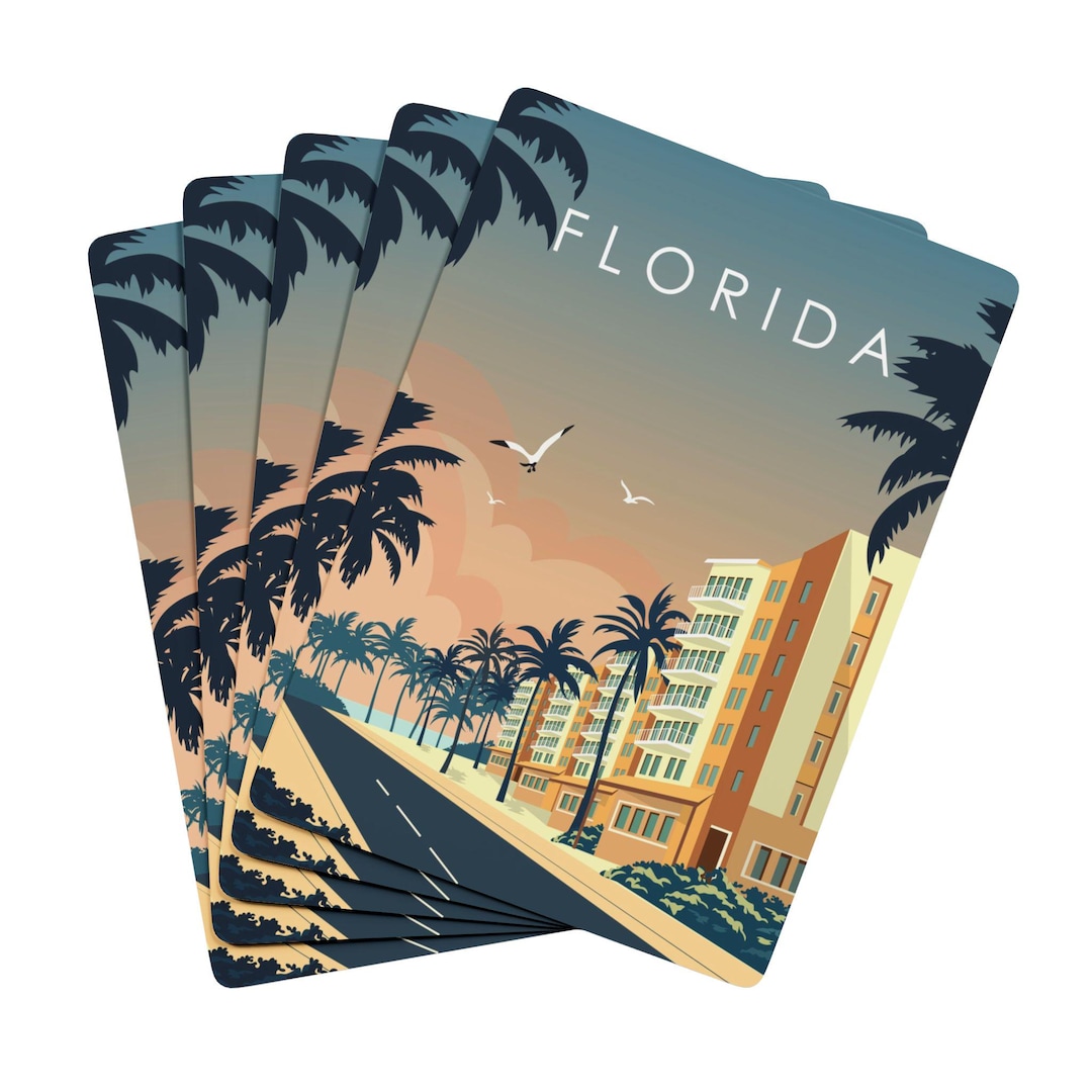 Florida Beach Playing Cards | Retro Art Deco Deck - Etsy