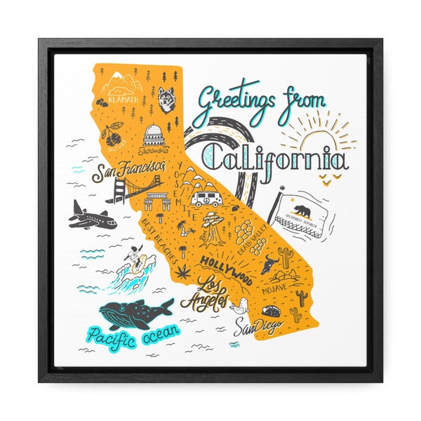 California Cartoon Map - Etsy