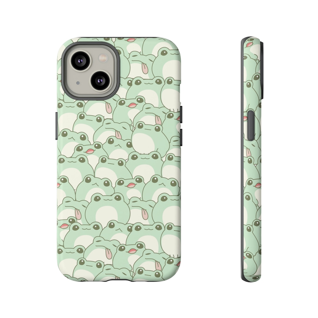 Frog Phone Case Cute Green Frogs Pattern, Summer, Spring, Cartoon Print ...