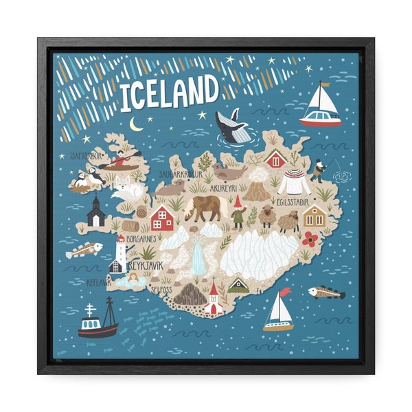 Illustrated Map of Iceland - Etsy