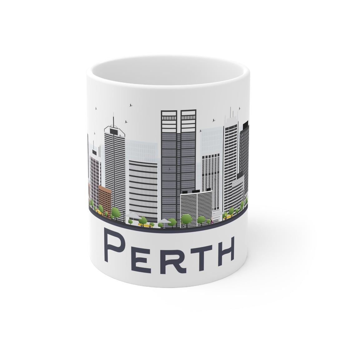 Perth Australia Coffee Mug - Australian City Skyline, Modern Buildings ...