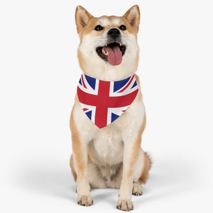 British Union Jack Flag Dog Pet Bandana Collar Adjustable Black Collar ...
