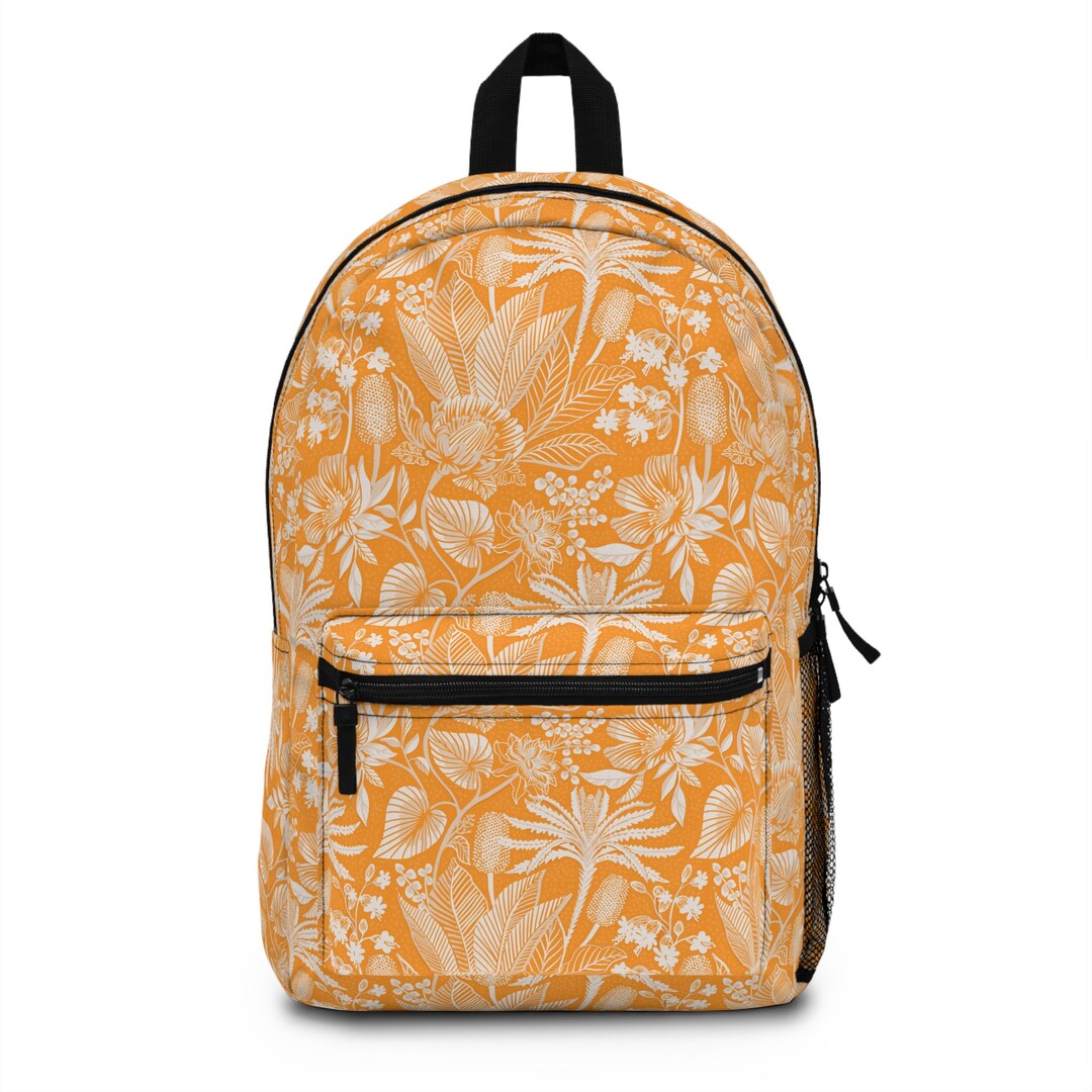 Orange Tropics Backpack - Tropical Pattern Print, Beach, Palm Trees ...