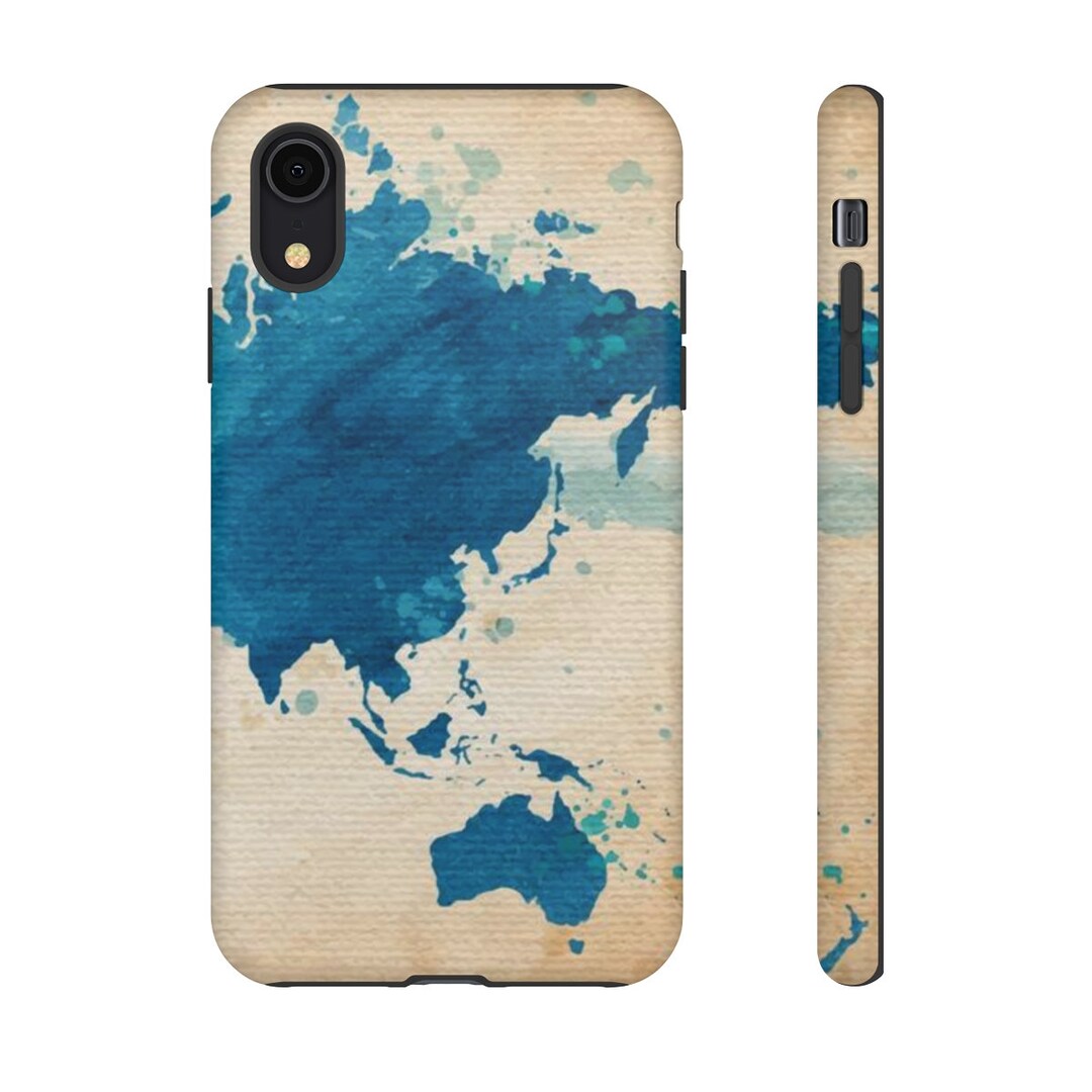 World Map Phone Case Asia& Australia Watercolor Style Print, Traveler ...