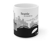 Seattle Coffee Mug 11oz City Landmarks Skyline Architecture - Etsy