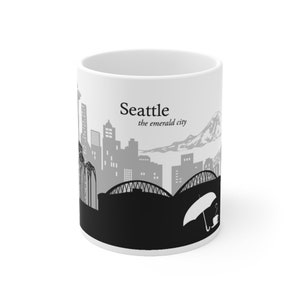 Seattle Coffee Mug 11oz City Landmarks Skyline Architecture - Etsy