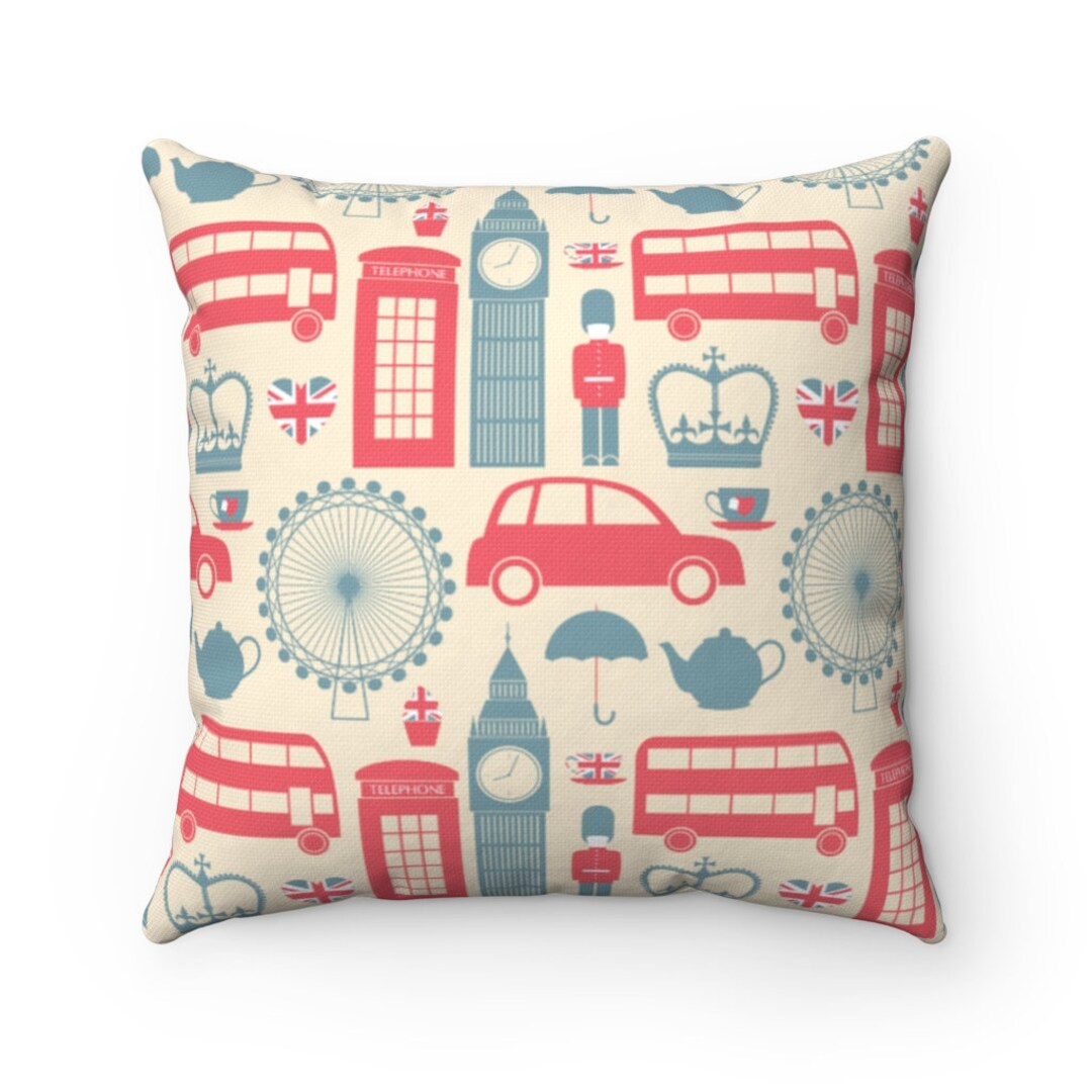 London Throw Pillow City Symbols Big Ben London Eye British World ...