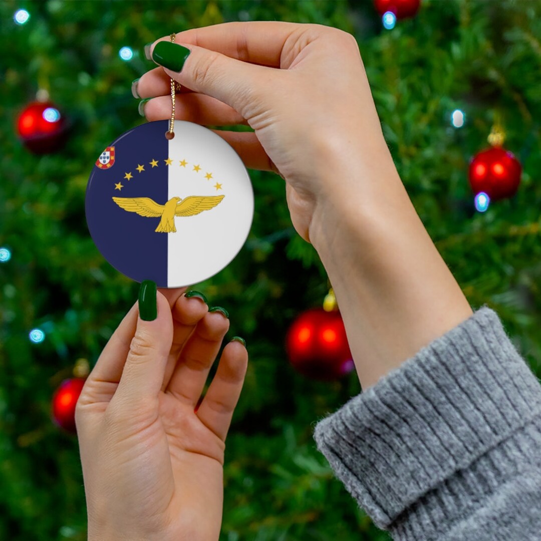 Azores Christmas Ornament Azorean Flag Inspired Print - Portuguese ...