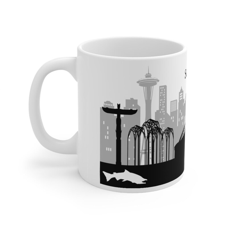 Seattle Coffee Mug 11oz City Landmarks Skyline Architecture - Etsy