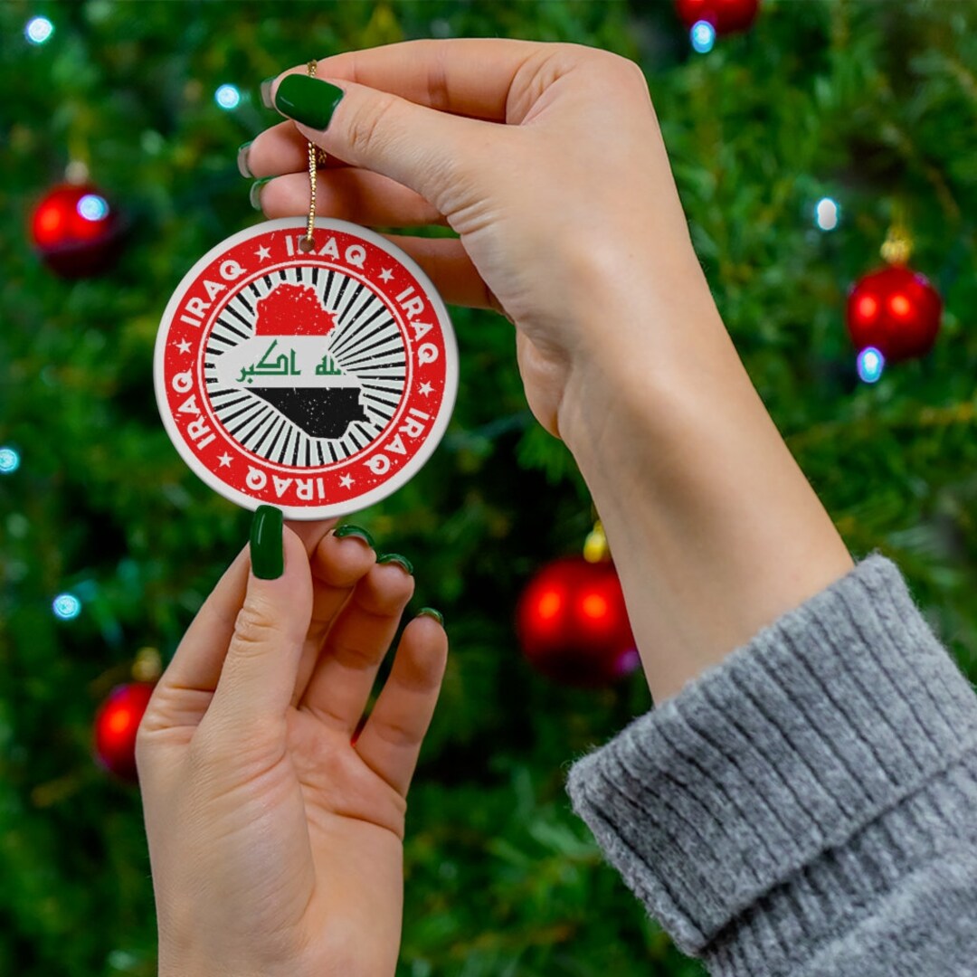Iraqi Flag Map Christmas Ornament: Vintage Travel Gift - Etsy