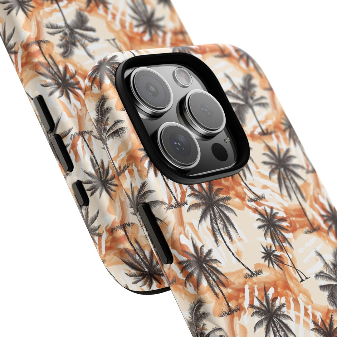 Tropical Palm Phone Case: Watercolor Beach Design, Dual Layer ...