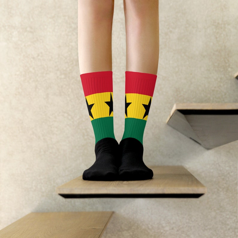 Ghana Travel Themed Socks Ghanaian Flag Inspired Sublimation | Etsy
