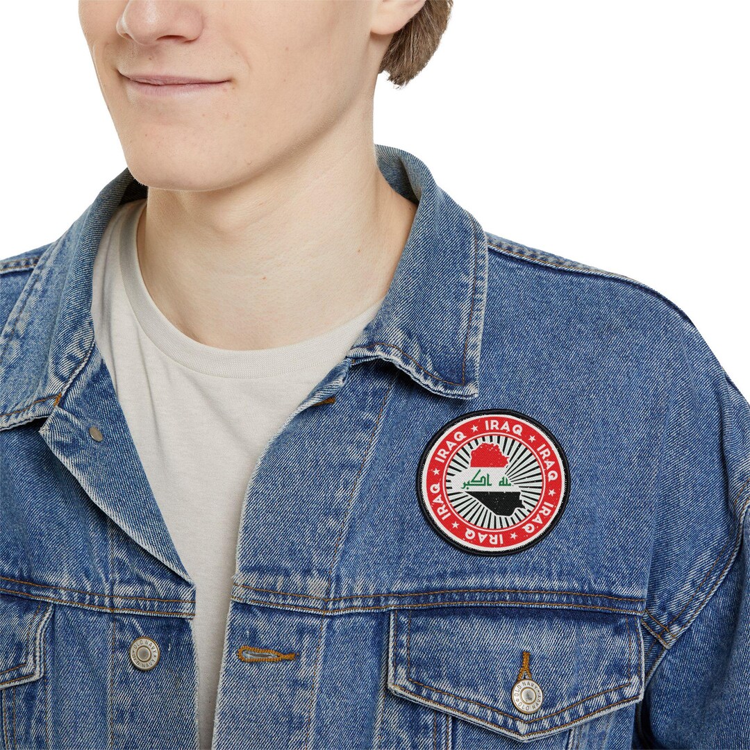 Iraq Vintage Flag Patch - 3" (7.62 Cm) Iron-on Circle for Clothing ...