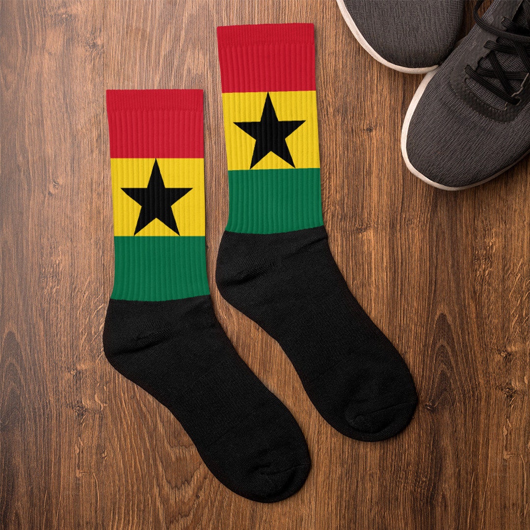Ghana Travel Themed Socks Ghanaian Flag Inspired Sublimation Print ...