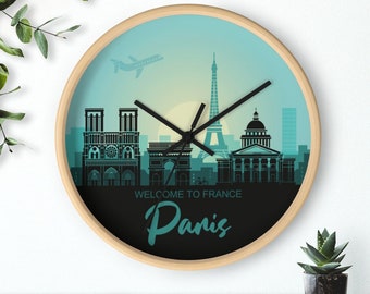 Eiffel Tower Paris France Wooden Wall Clock - Etsy