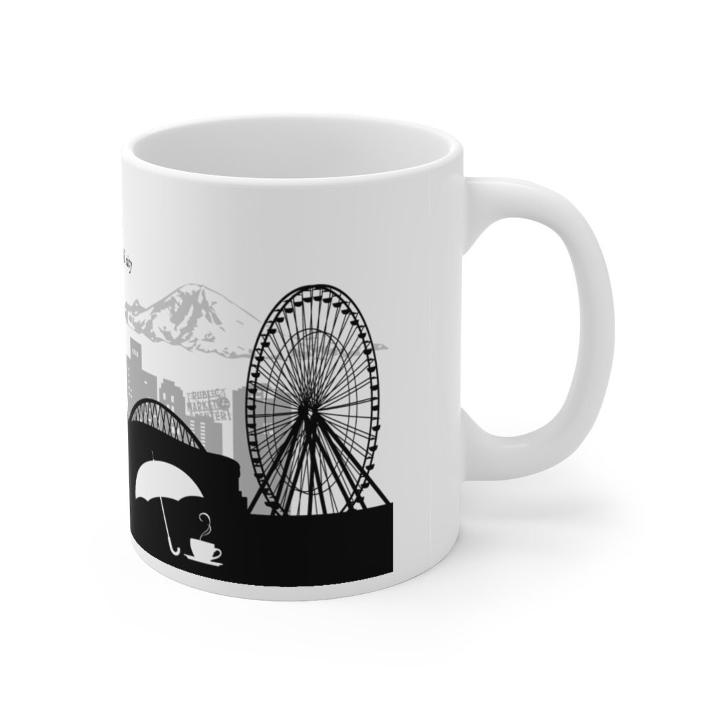 Seattle Coffee Mug 11oz City Landmarks Skyline Architecture - Etsy