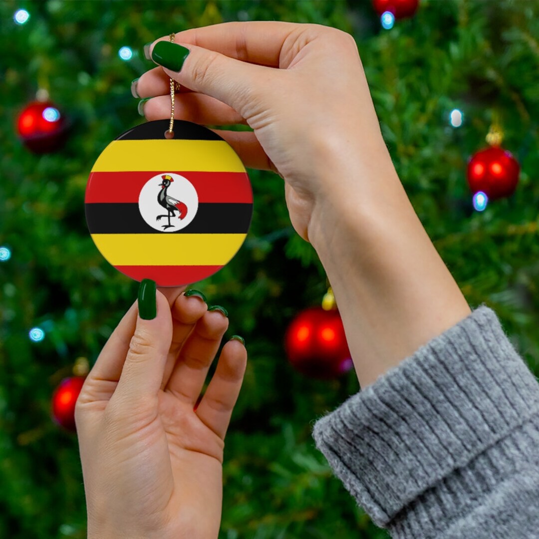 Uganda Christmas Ornament Ugandan Flag Inspired Yellow Red Black Round ...