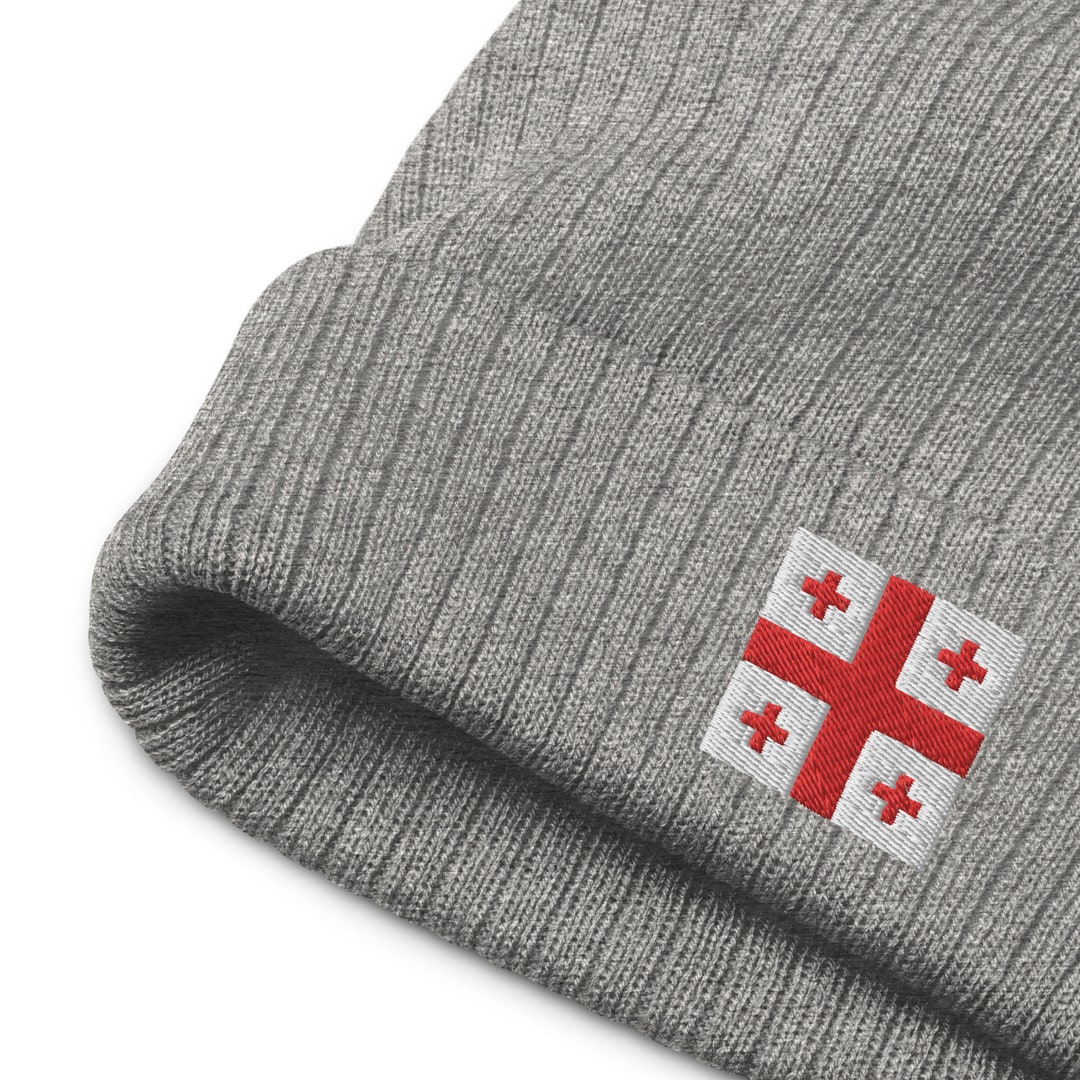 Georgia Cuffed Beanie Georgian Flag Inspired Embroidered Square ...