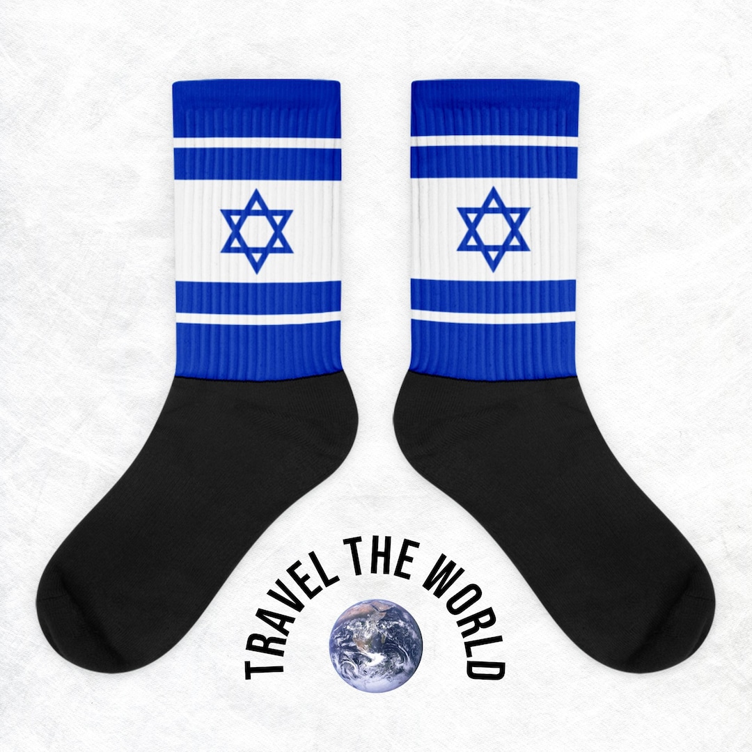 Israel Socks - Israeli Flag Inspired Print, Crew Length, Ribbed ...