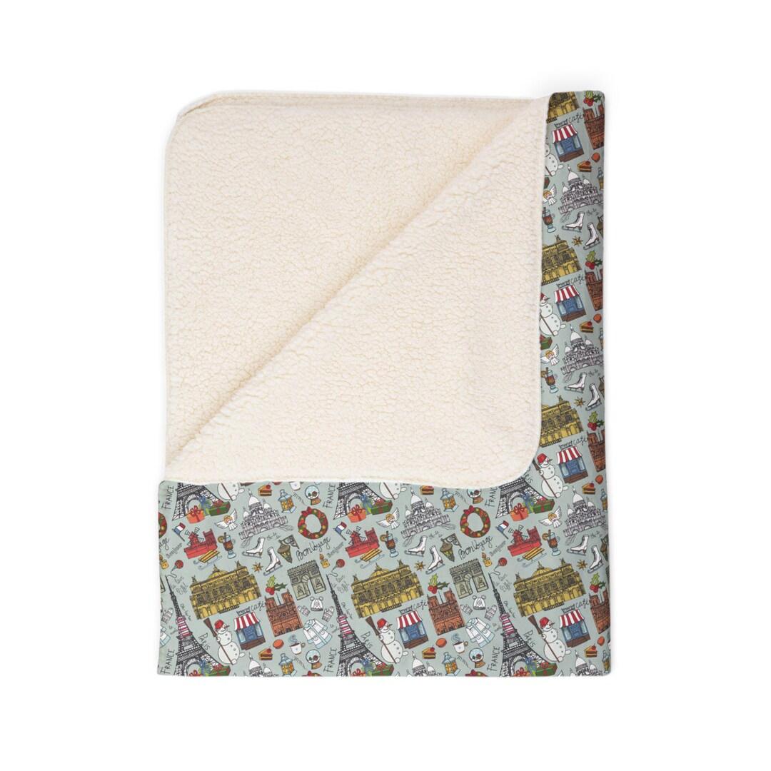 Christmas in Paris Fleece Sherpa Blanket the Ultimate Cozy Holiday Gift ...