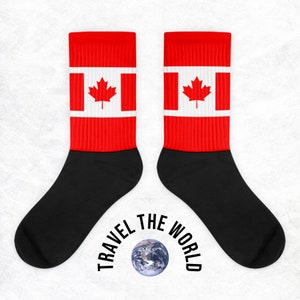 Canada Socks - Canadian Flag Inspired Print, Crew Length, Ribbed ...