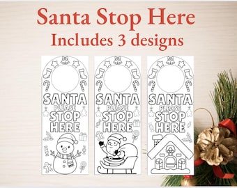 Santa Stop Here Door Hanger Printable | Christmas Door Sign | Santa ...