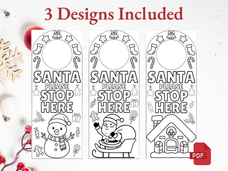 Santa Stop Here Door Hanger Printable | Christmas Door Sign | Santa ...