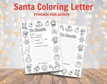 Letter to Santa Coloring Page | Kids Christmas Printable PDF - Etsy