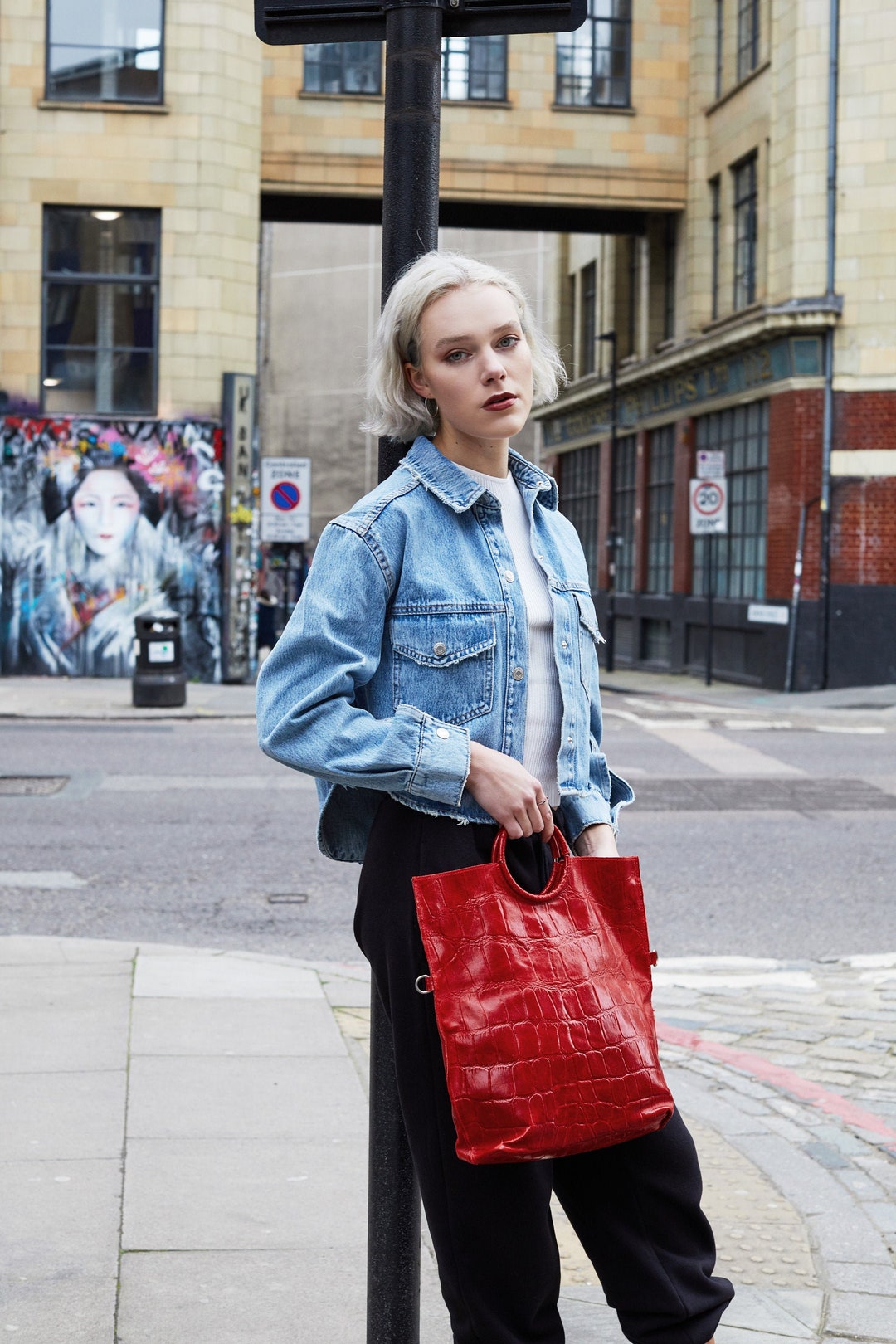 Red Croc Print Shopper Bag / Red Croc Bag / Red Shoulder Bag / - Etsy