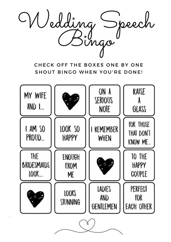 Wedding Bingo // Digital Download Custom Fun Party Drinking - Etsy