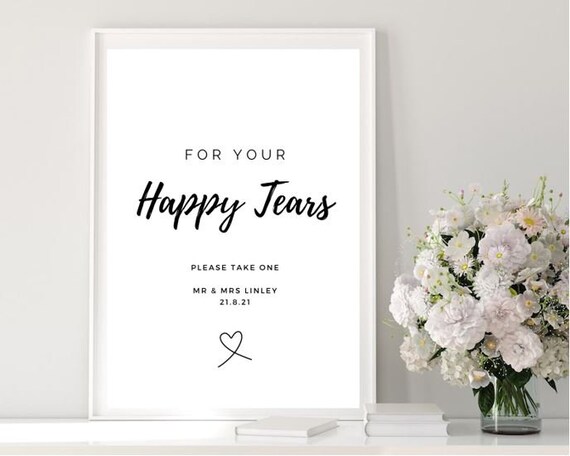 For Your Happy Tears Sign-wedding Tissues Sign-happy Tears | Etsy