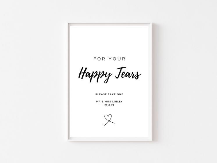 For Your Happy Tears Sign-wedding Tissues Sign-happy Tears | Etsy