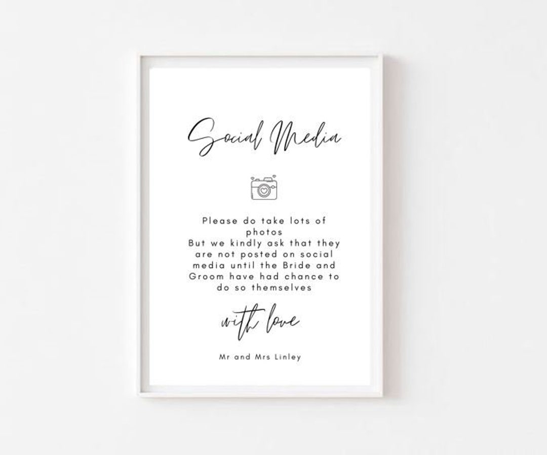 Social Media Wedding Sign Wedding Print No Photos - Etsy