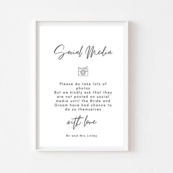 Wedding No Social Media Signs - Etsy UK