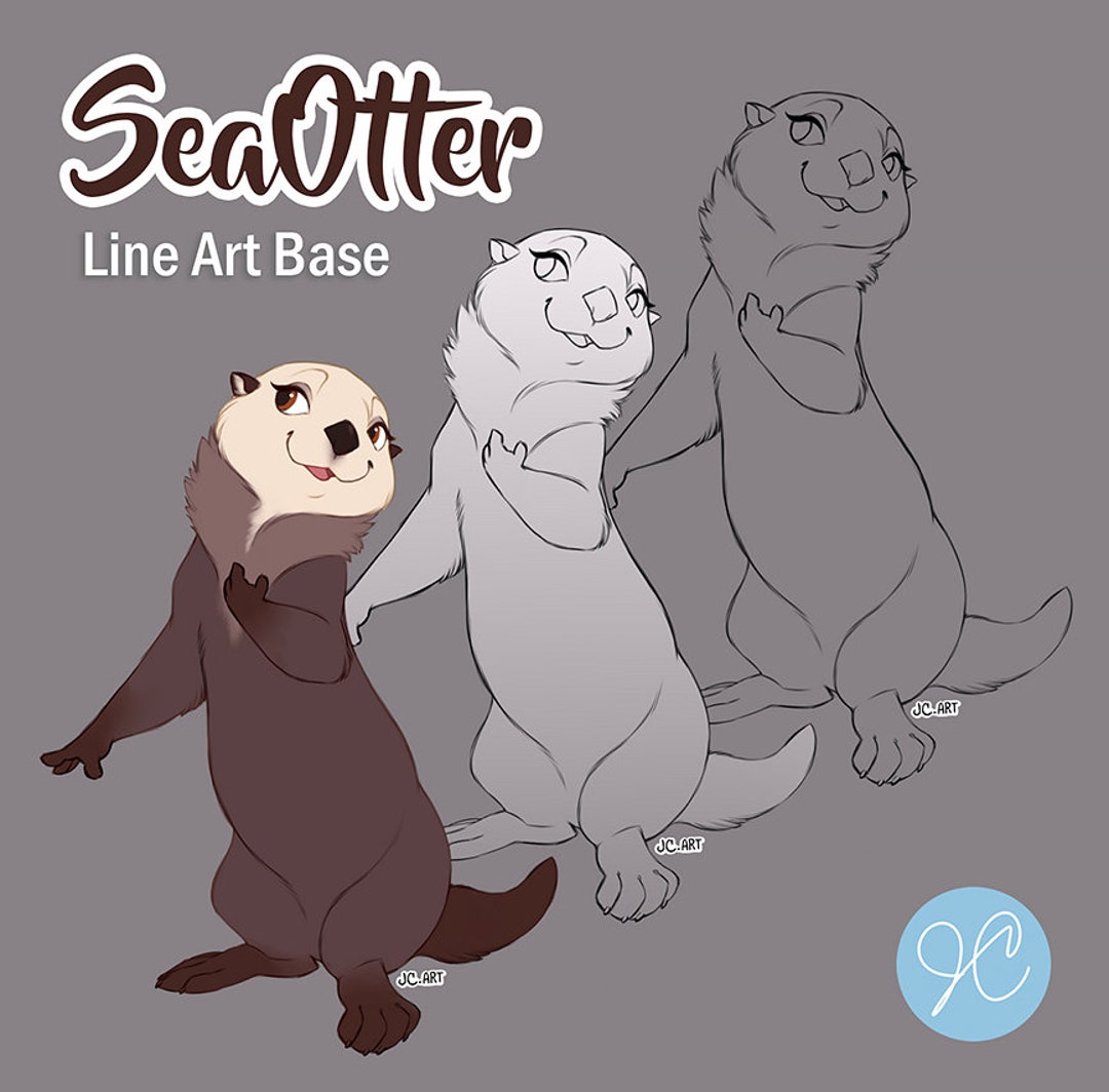 Sea Otter line Art Base - Etsy