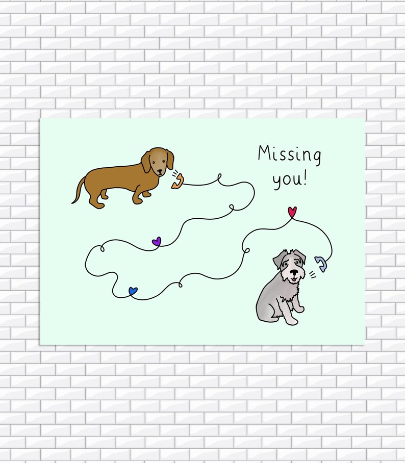 Missing You Dogs A6 Postcard - Etsy
