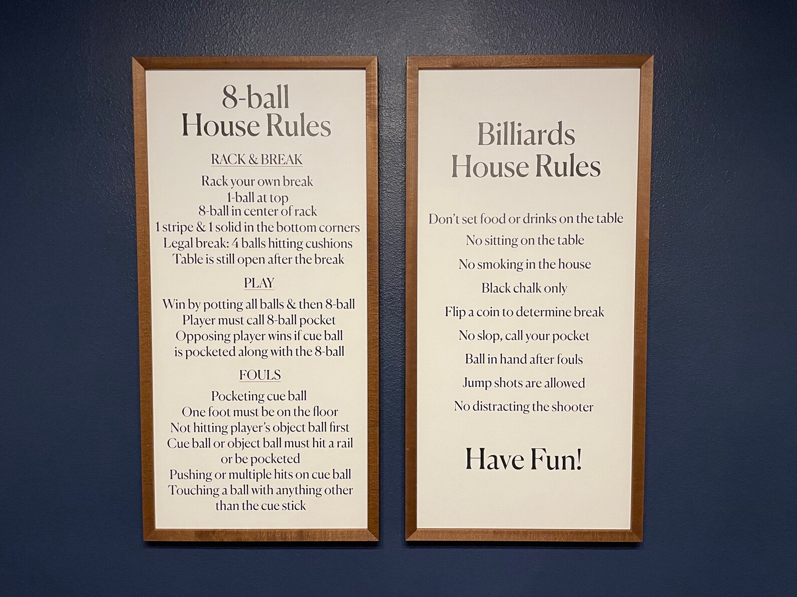 Pool, 8 Ball, or Billiards House Rules Sign Custom Personalized Pool ...