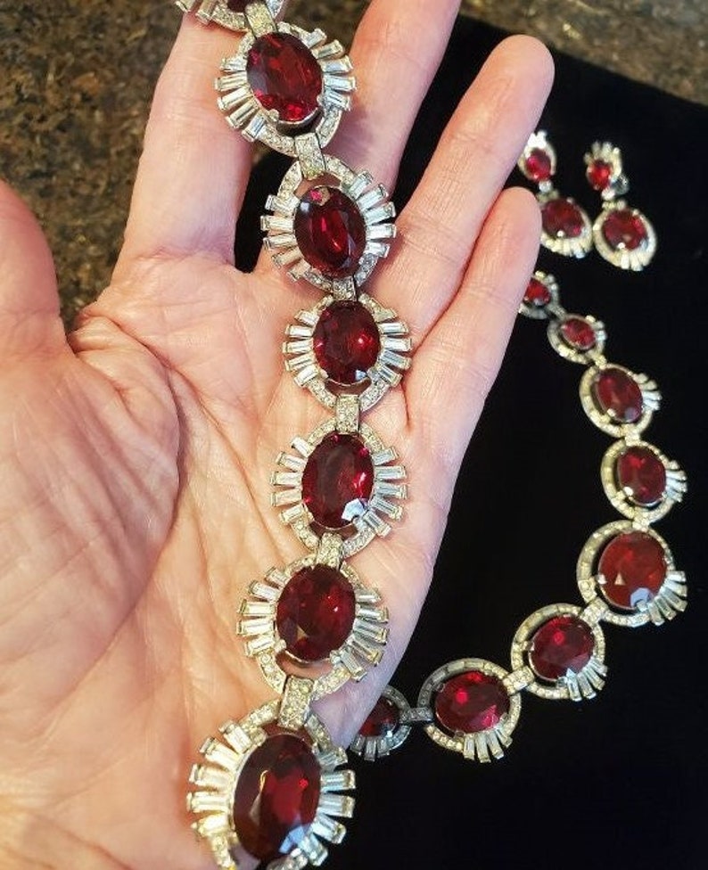 Ultra Rare Trifari Parure of Necklace Bracelet and Earrings | Etsy