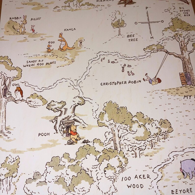 100 Acre Wood Map Winnie the Pooh Quote Disney Movie Kids - Etsy