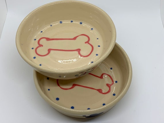 Hand Made Ceramic Dog Dish Set - Etsy