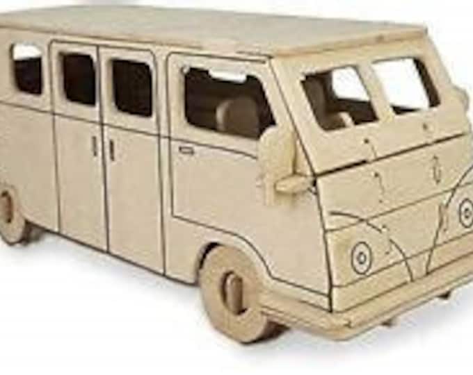 CAMPER VAN Woodcraft Construction Kit - 3D Wooden Model Puzzle for Kids ...