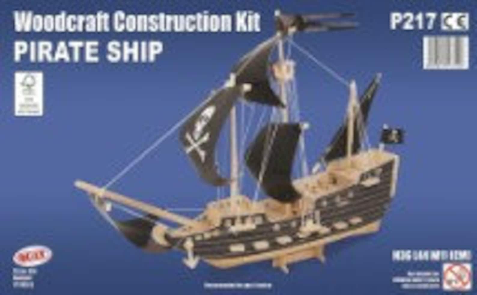 PIRATE SHIP Woodcraft Construction Kit 3D Wooden Model - Etsy