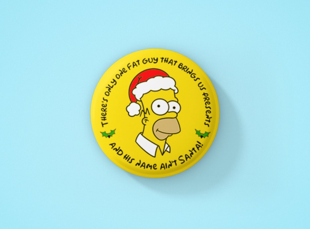 Santa Homer Simpson Badge the Simpsons Inspired Button. for - Etsy