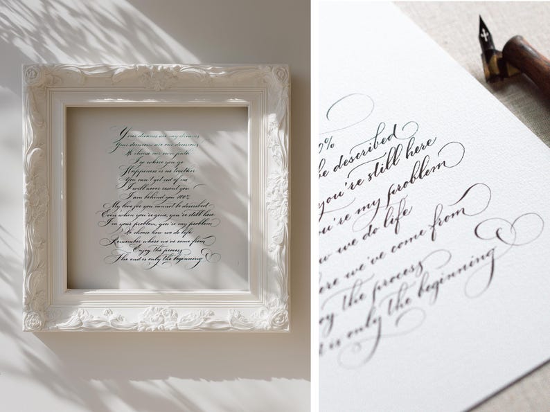 Handwritten Poem Wall Art 1st Paper Anniversary Gift Wedding Song Lyric ...